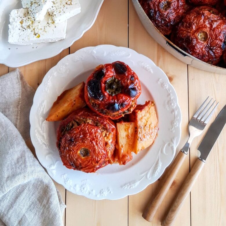 Authentic Greek Gemista Recipe (Stuffed vegetables with Rice) - Greek ...